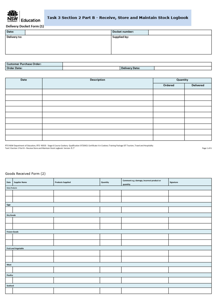 2024 HospCo SIT20421 EC Activity Task 3 Section 2 Part B - Logbook | PDF | Refrigerator | Foods
