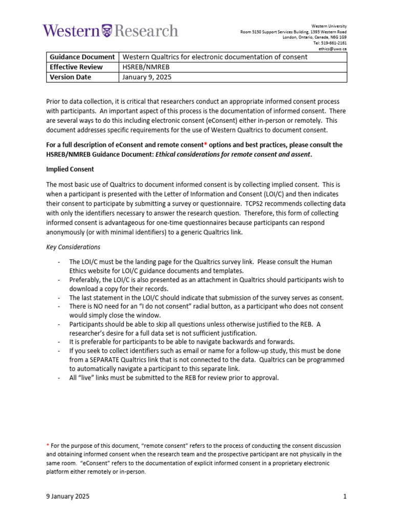 eConsent Guidelines for Western Qualtrics | PDF | Consent | Informed ...