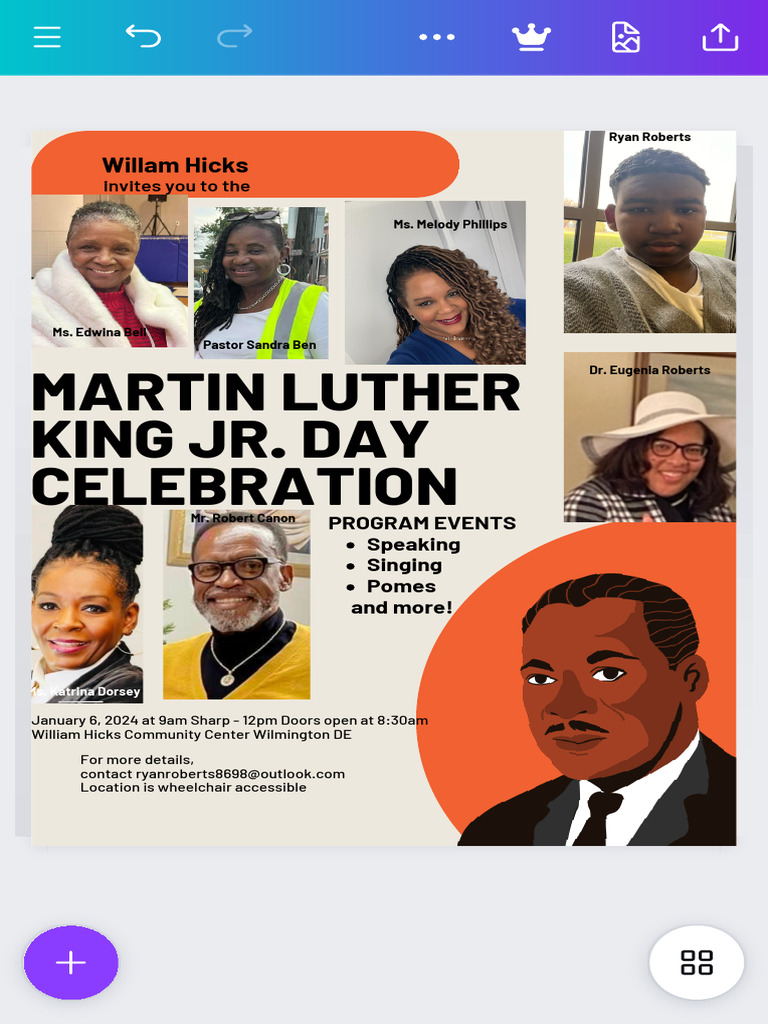 Beige Orange Flat Graphic Martin Luther King JR Day Portrait Flyer ...
