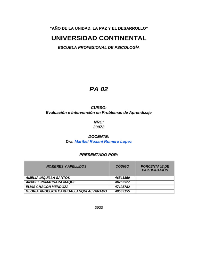 PA02_Grupo N°11 | PDF | Dislexia | Aprendizaje