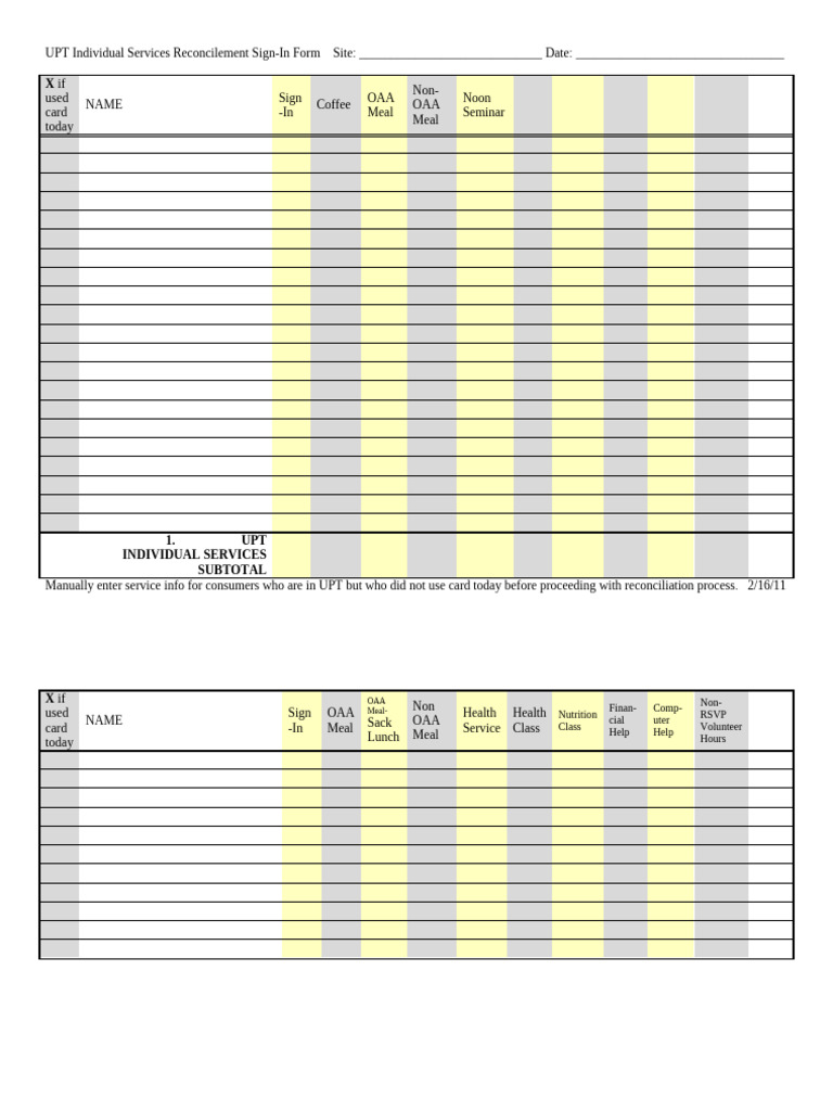 UPT Sign in Reconcile Form | PDF | Meal | Eating Behaviors Of Humans