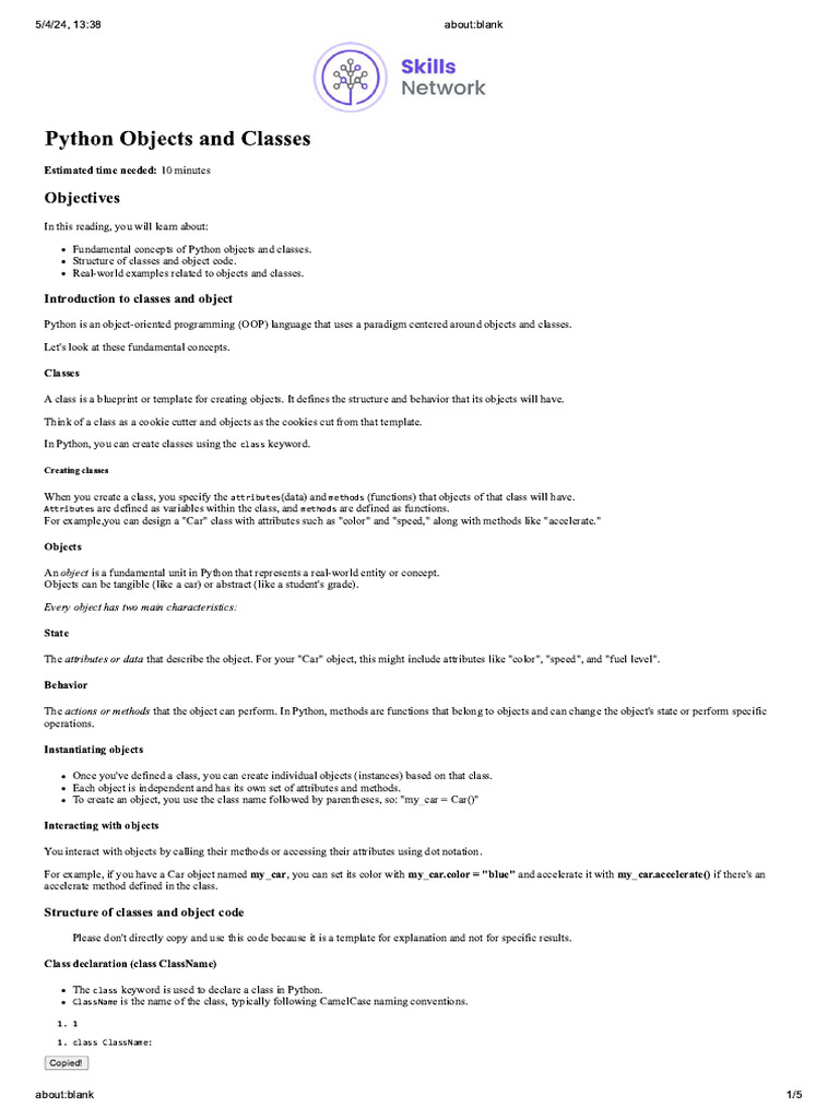 Module 3 e_ objects and classes | PDF
