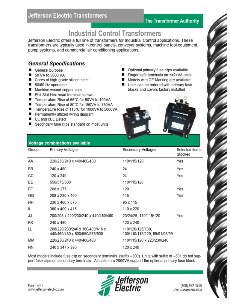 Jefferson Electric Transformer Catalog | PDF | Electrical Engineering ...