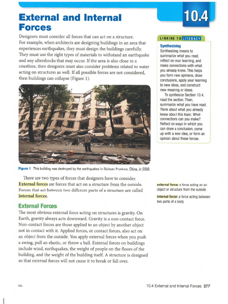 Internal and External Forces Nelson Science Grade 7 | PDF