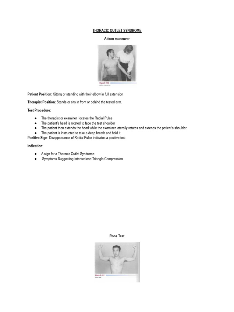 Special Test Thoracic OUTLET SYNDROME | PDF
