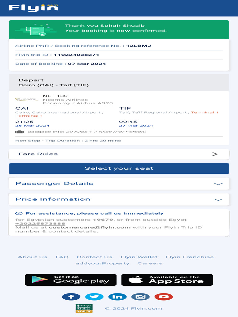 Flight Ticket Booking Confirmed - Flyin.com | PDF