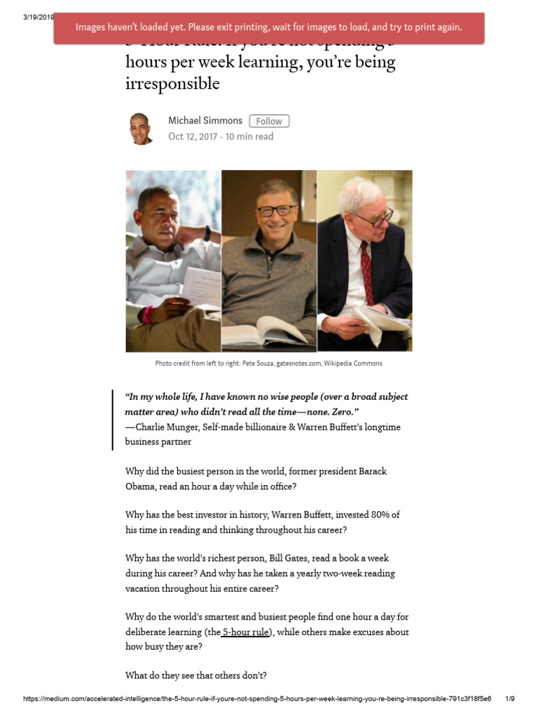 5-Hour Rule - If You're Not Spending 5 Hours Per Week Learning, You're ...