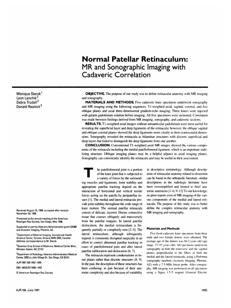 Starok Et Al 2013 Normal Patellar Retinaculum MR and Sonographic ...
