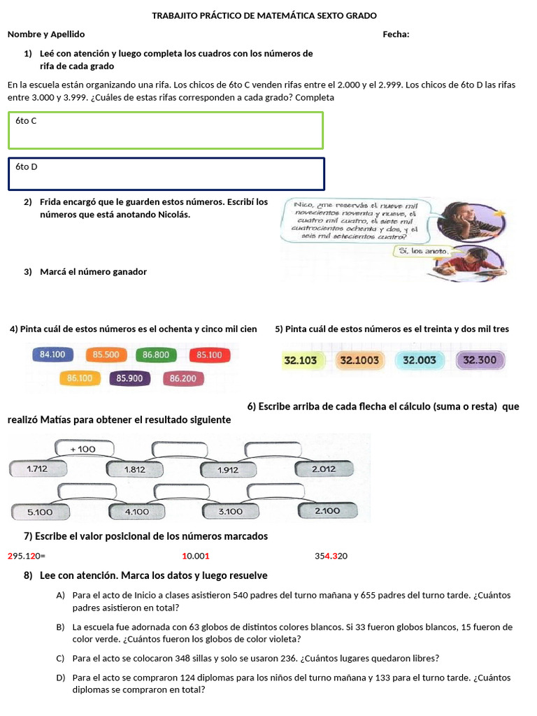 Actividades Matemáticas Sexto Grado | PDF