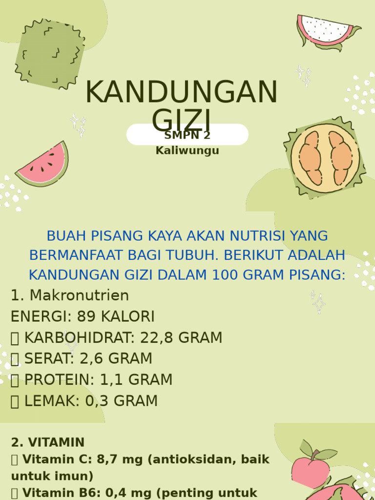 Kandungan Gizi Buah Pisang 100 Gram | PDF