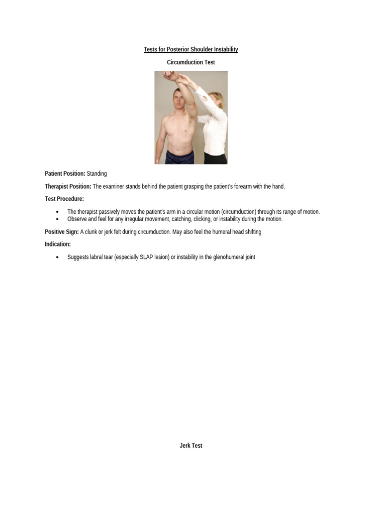 Test For Posterior Shoulder Instability | PDF | Anatomical Terms Of ...