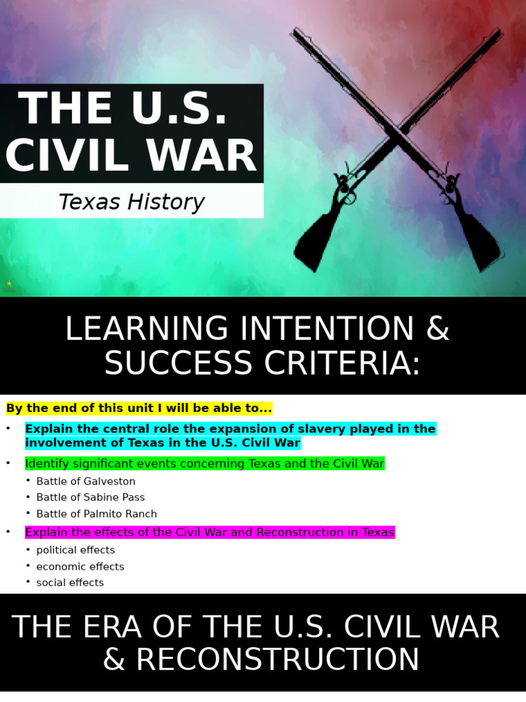 Causes, Battles and Reconstruction Civil War in TX | PDF | American ...