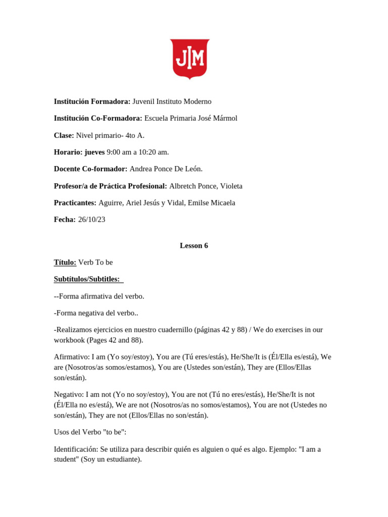 Lesson 6 | PDF | Verbo | Gramática