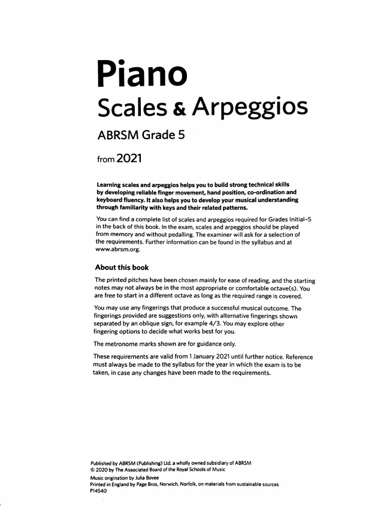 Grade 5 Scales - PIANO | PDF