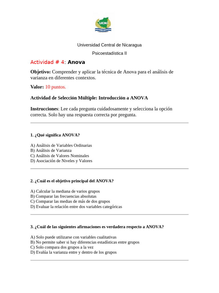 Actividad # 4 (Anova) 2 | PDF