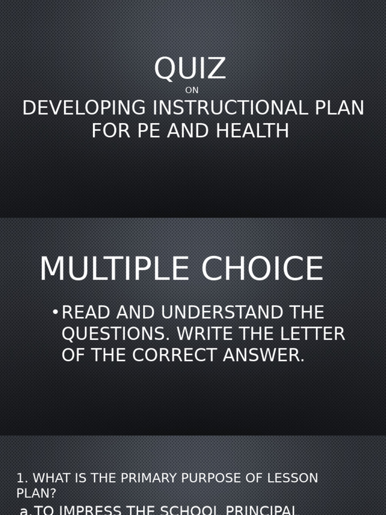 QUIZ Lesson 5 Spec 109 | PDF | Lesson Plan | Teachers
