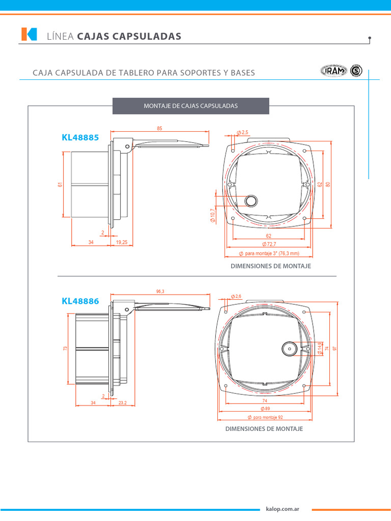 Dimensiones y Montaje de Cajas Capsuladas | PDF