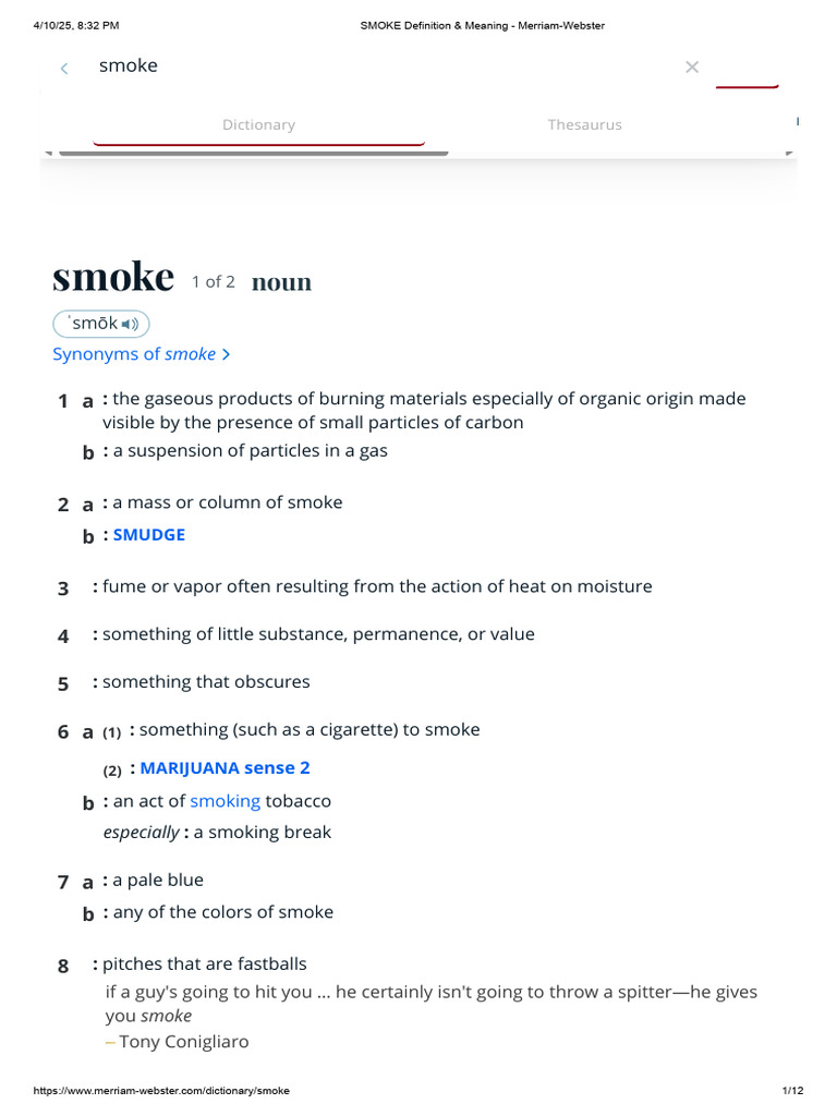 SMOKE Definition & Meaning - Merriam-Webster | PDF | Smoke | Verb