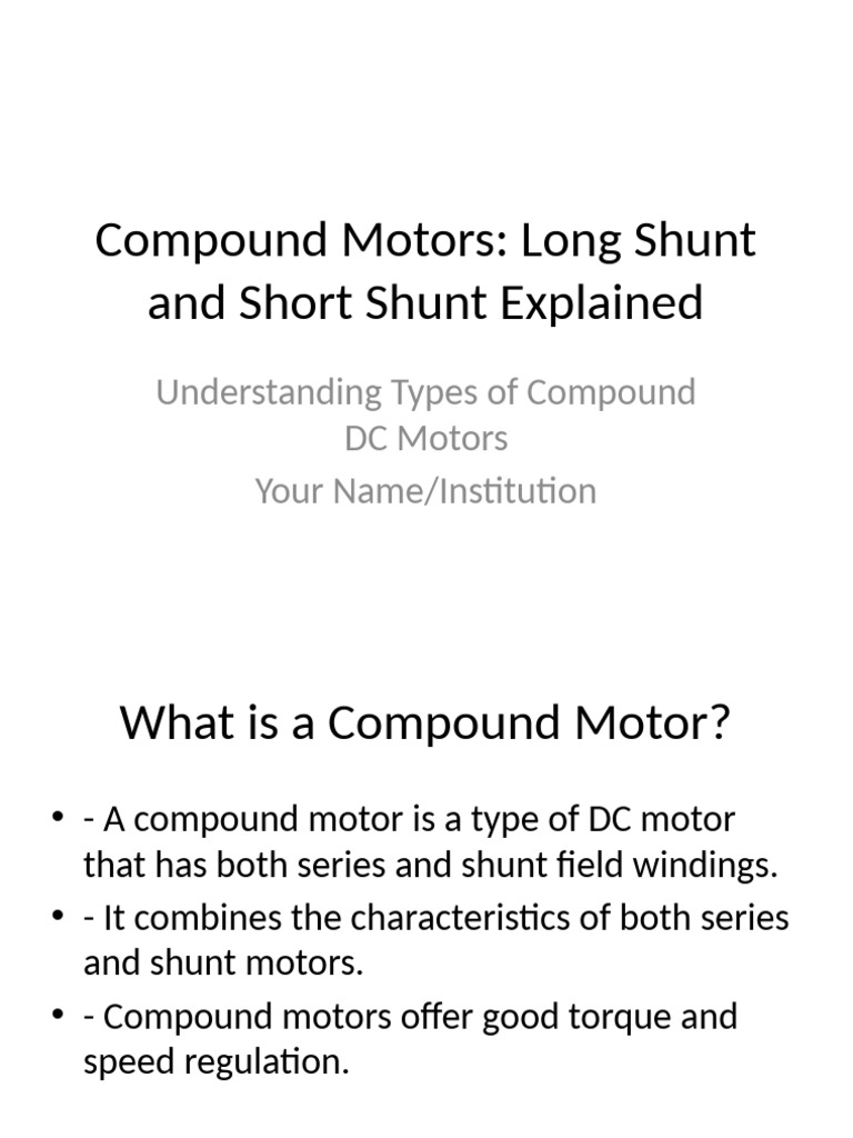 Long vs Short Shunt Compound Motors | PDF | Electric Motor | Magnetic ...