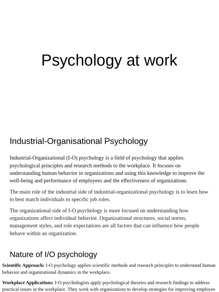 Understanding Industrial-Organizational Psychology | PDF | Industrial ...