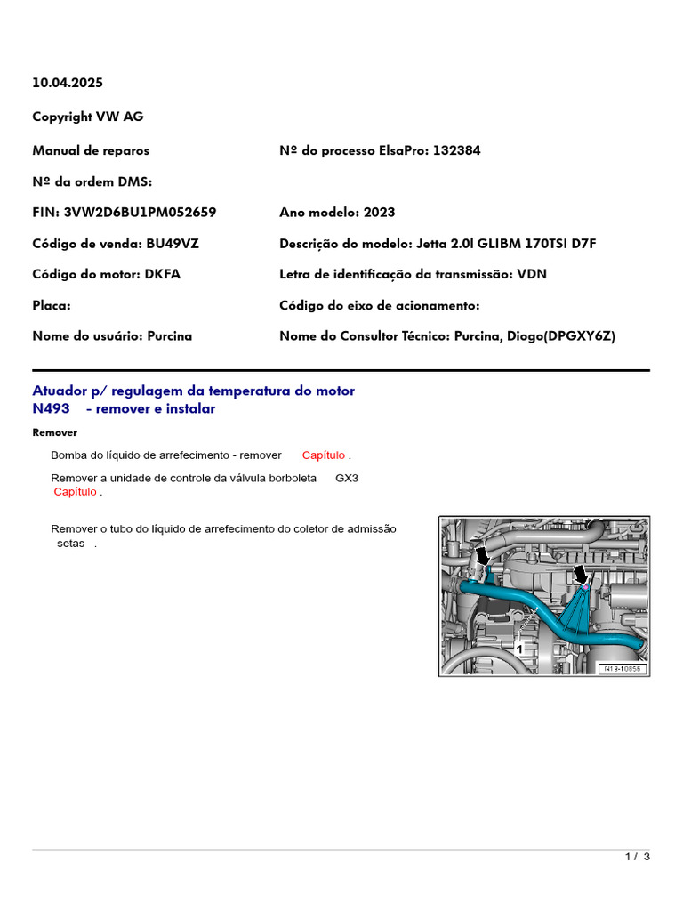 Atuador Pregulagem Da Temperatura Do Motor n493 | PDF