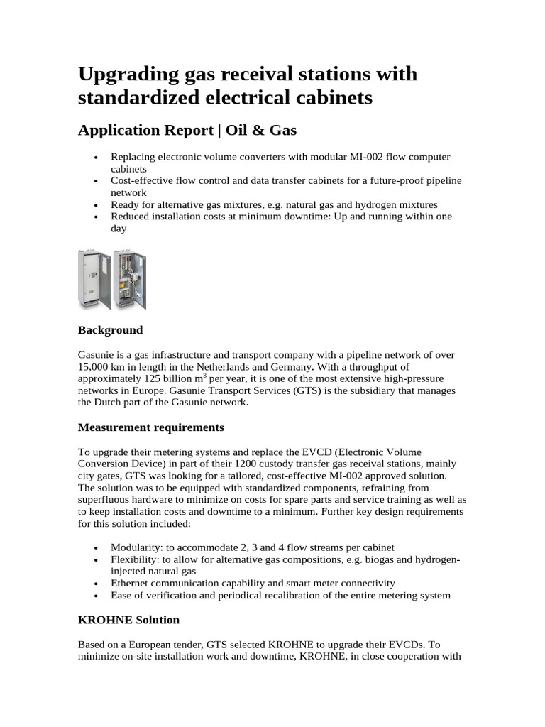 Upgrading Gas Receival Stations With Standardized Electrical Cabinets ...