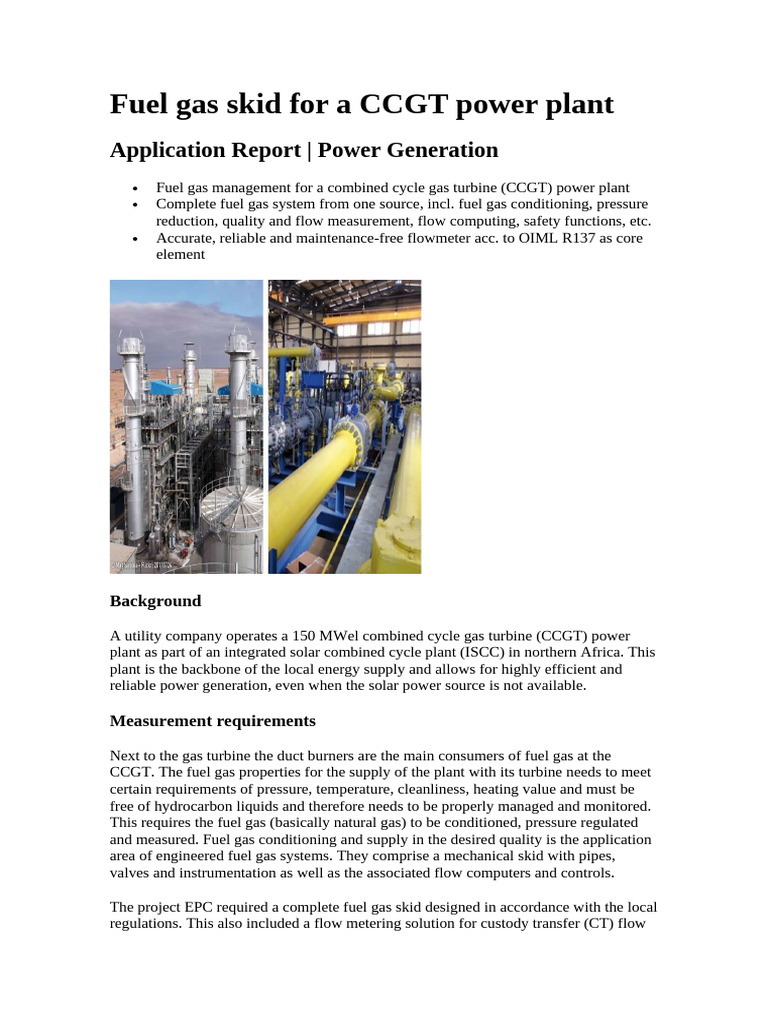 Fuel Gas Skid For A CCGT Power Plant | PDF | Flow Measurement | Gases