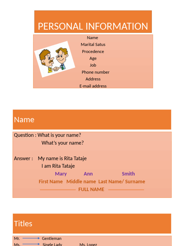 Personal Information and Greetings Guide | PDF