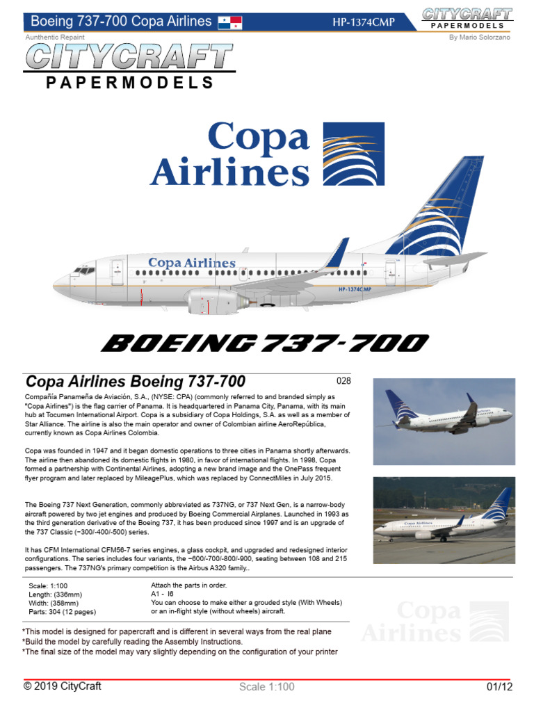 Boeing 737-700 - Copa Airlines - 1 100 | PDF | Aviation | Aircraft