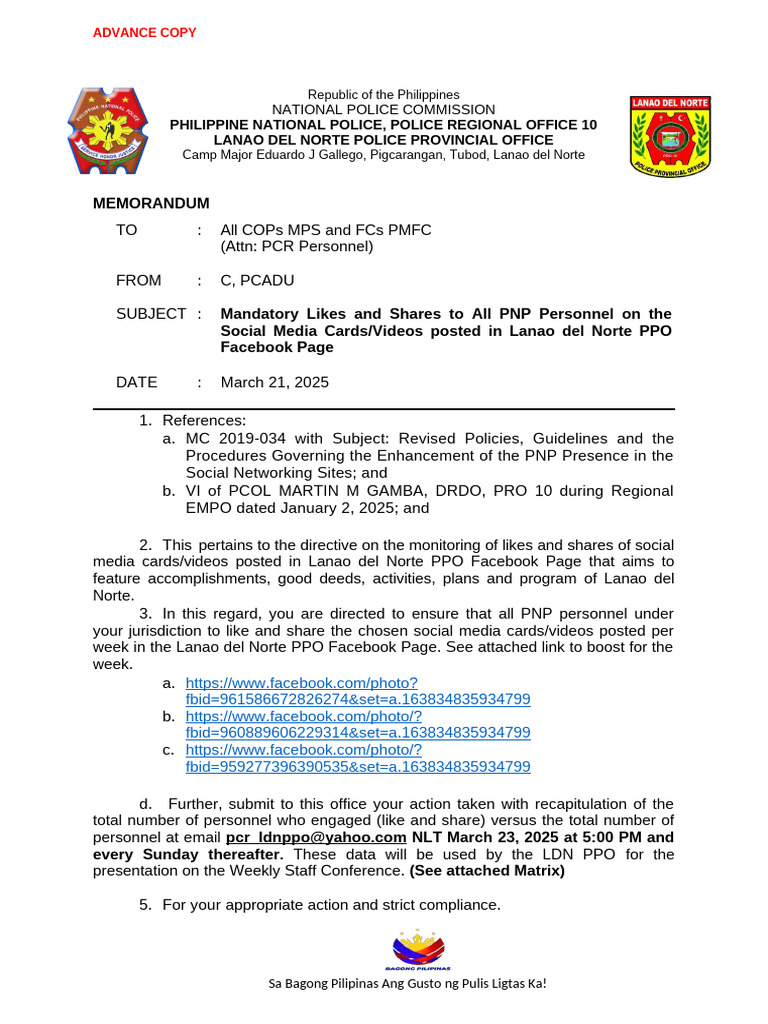 PNP Social Media Engagement Directive | PDF | Law Enforcement | Crime ...