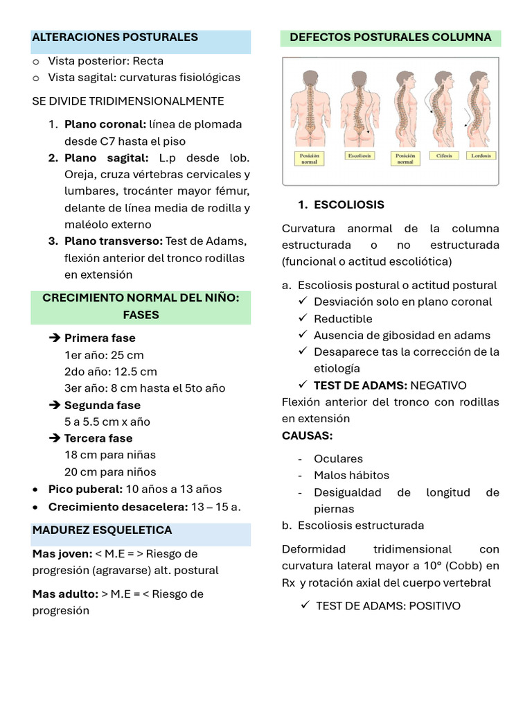 Alteraciones Posturales en la Columna | PDF | Escoliosis | La columna ...