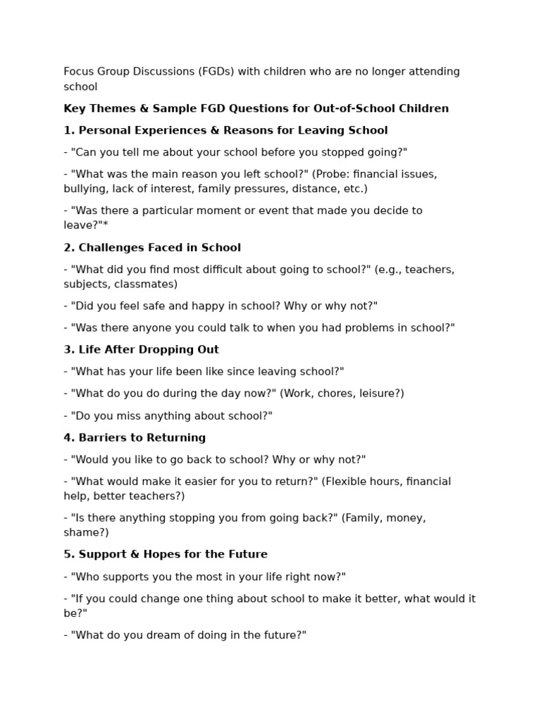 Focus Group Discussions (NAS) | PDF