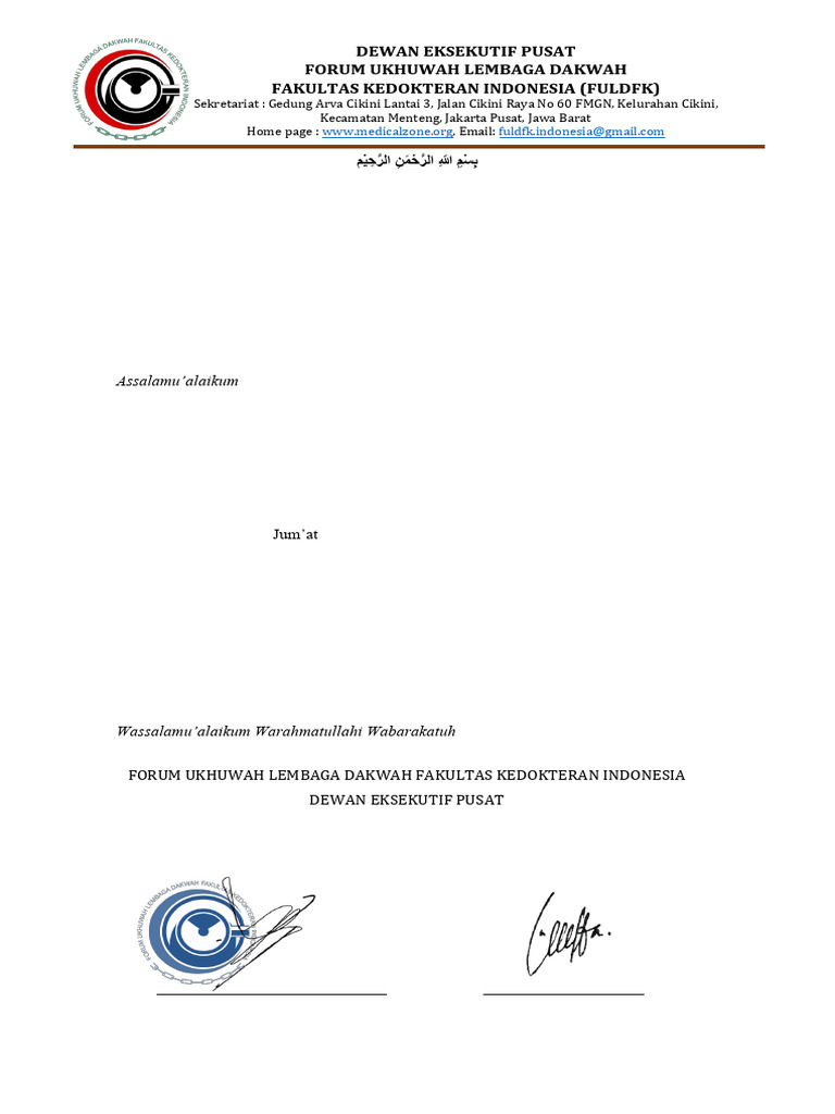 Surat Undangan Rakernas FULDFK 2025_LDFK Seluruh Indonesia-1 | PDF