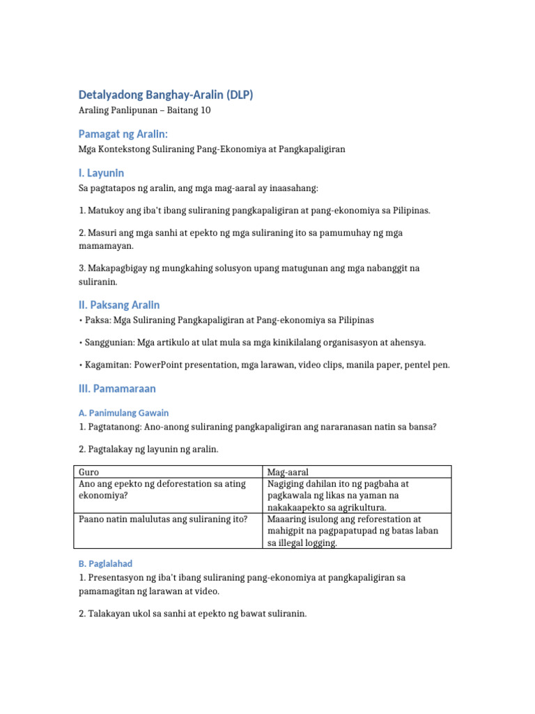 P Suliraning Pang-Ekonomiya at Pangkapaligiran Kompleto | PDF