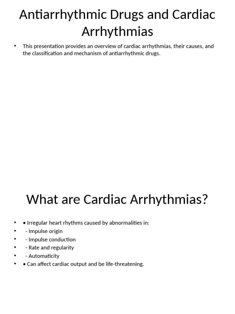 Detailed Antiarrhythmic Drugs Presentation | PDF | Heart | Medical ...