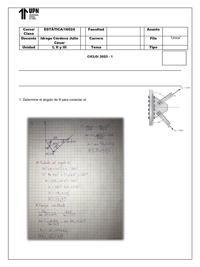 Examen Parcial_Estática | PDF | Fuerza | Mecánica