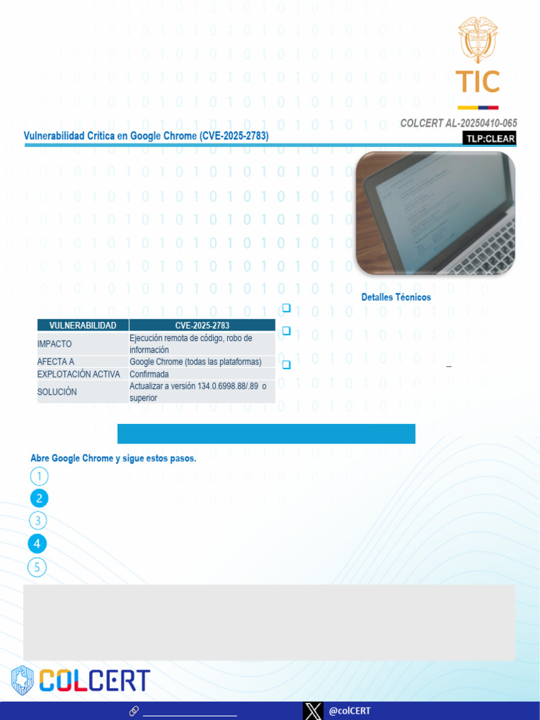 Alerta de Seguridad - Vulnerabilidad Crítica en Google Chrome | PDF ... Alerta de Seguridad - Vulnerabilidad Crítica en Google Chrome | PDF ...