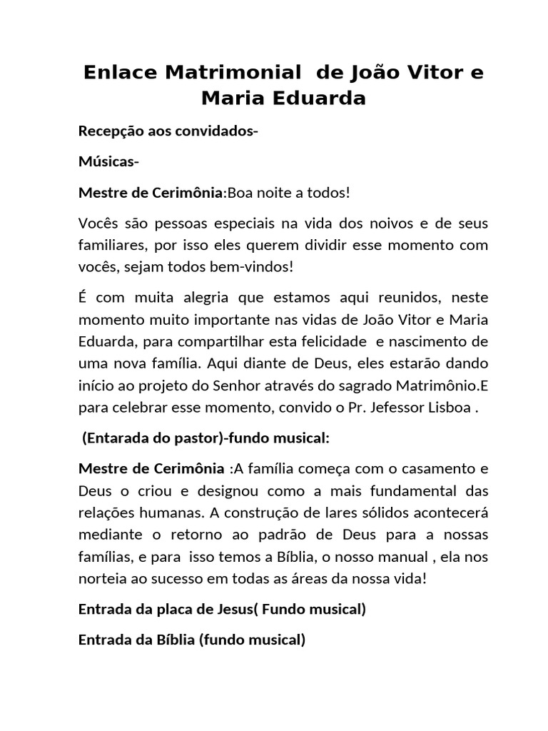 Casamaento João Vitror e M Eduarda | PDF