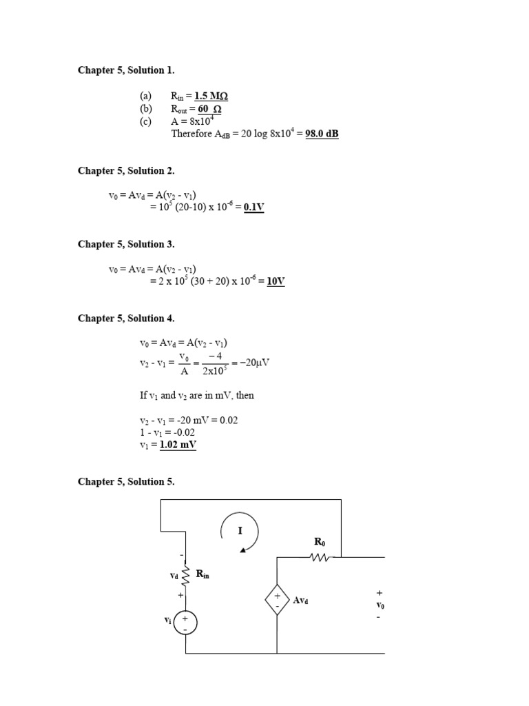 Fundamentals of Electric Analysis ch5 Solution | PDF | Operational Amplifier | Amplifier