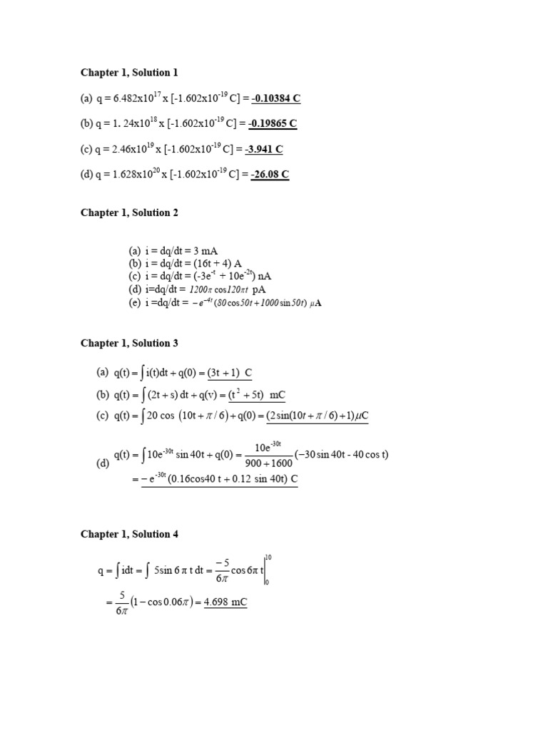 Fundamentals of Electric Analysis ch1 Solution | PDF