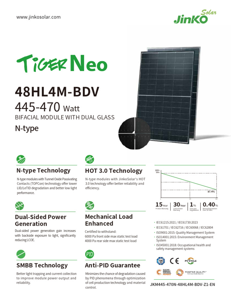 JKM445 470N 48HL4M BDV Z1 en | PDF | Glasses | Electricity