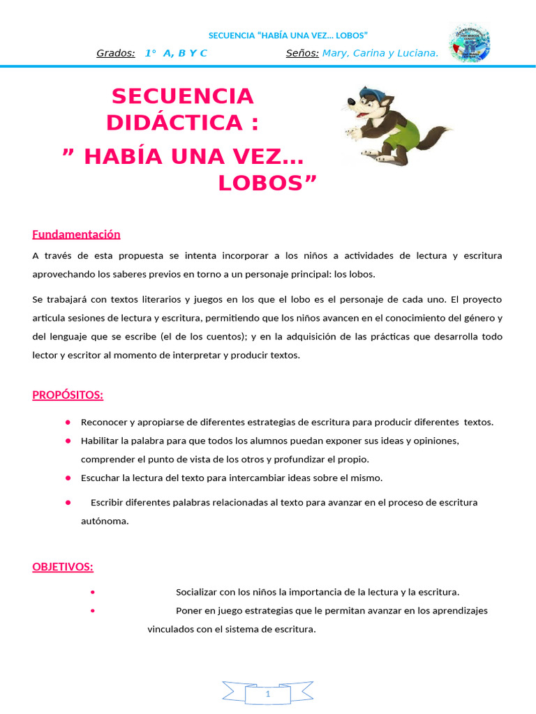Lengua SECUENCIA DIDÁCTICA Cuentos Con Lobos | PDF | Evaluación ...