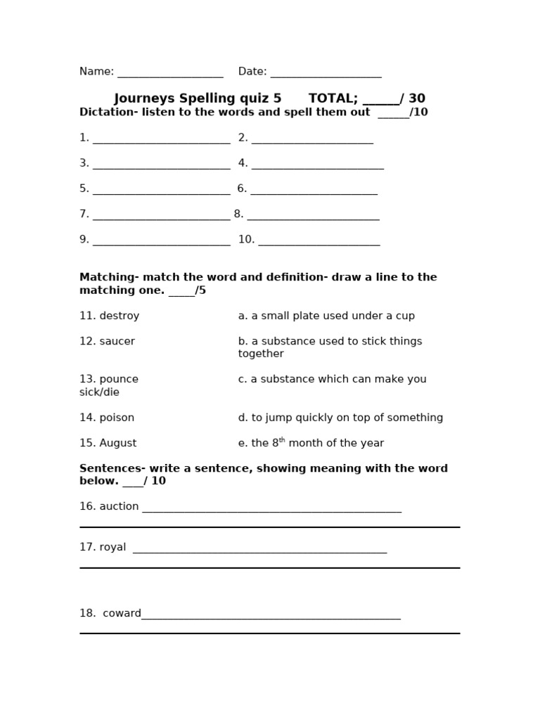 Week 5 Spelling | PDF