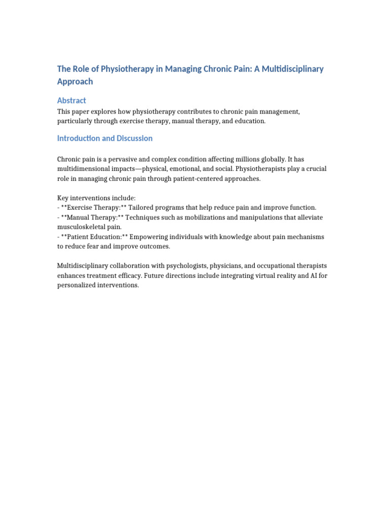 The_Role_of_Physiotherapy_in_Managing_Chronic_Pain_A_Multidisciplinary ...