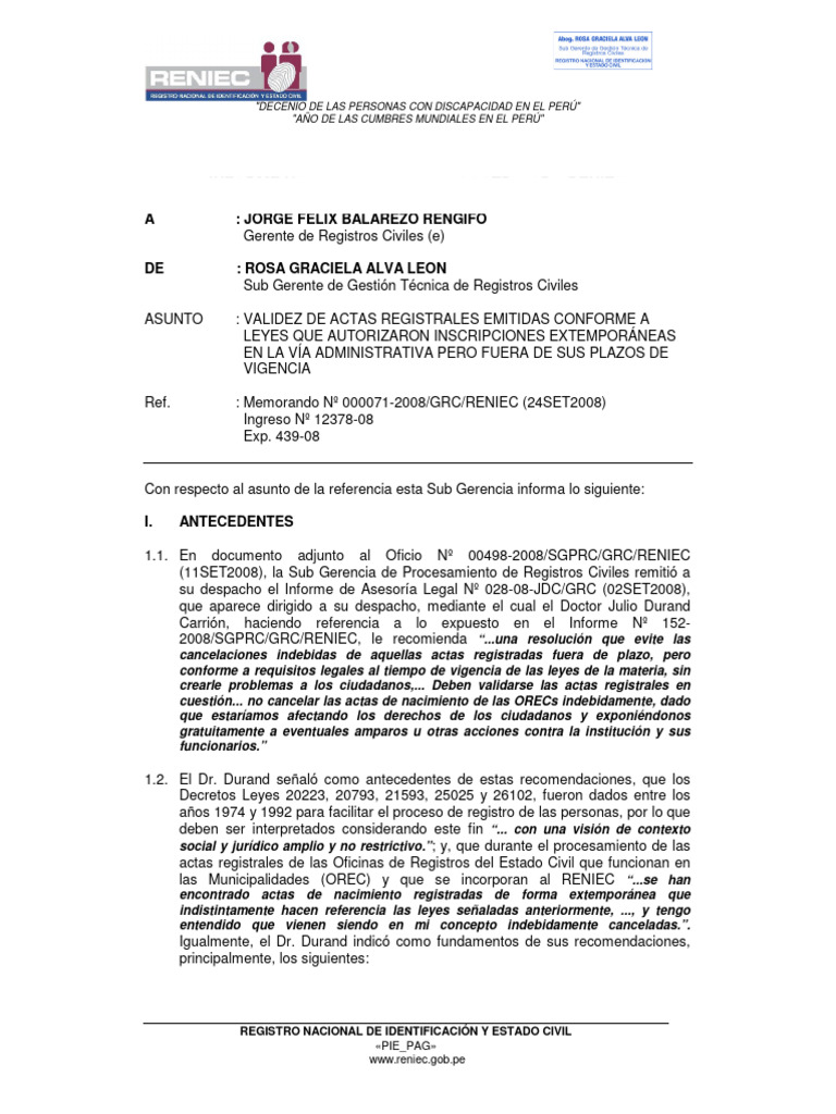 Validez Actas Emitidas Fuera de Plazo de Vigencia - Ley 20223 - 25025-26102 | PDF | Debido al ...