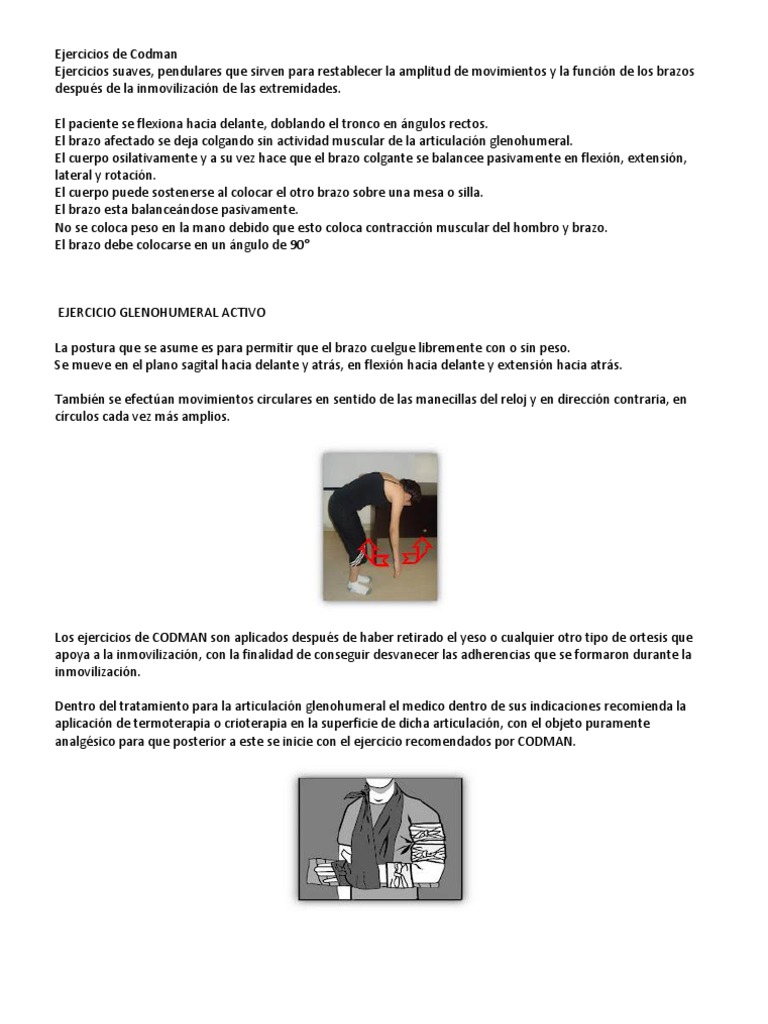 Ejercicios de Codman | Hombro | Naturaleza