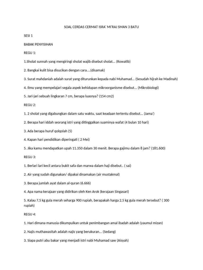 soal cerdas cermat fiks salinan | PDF