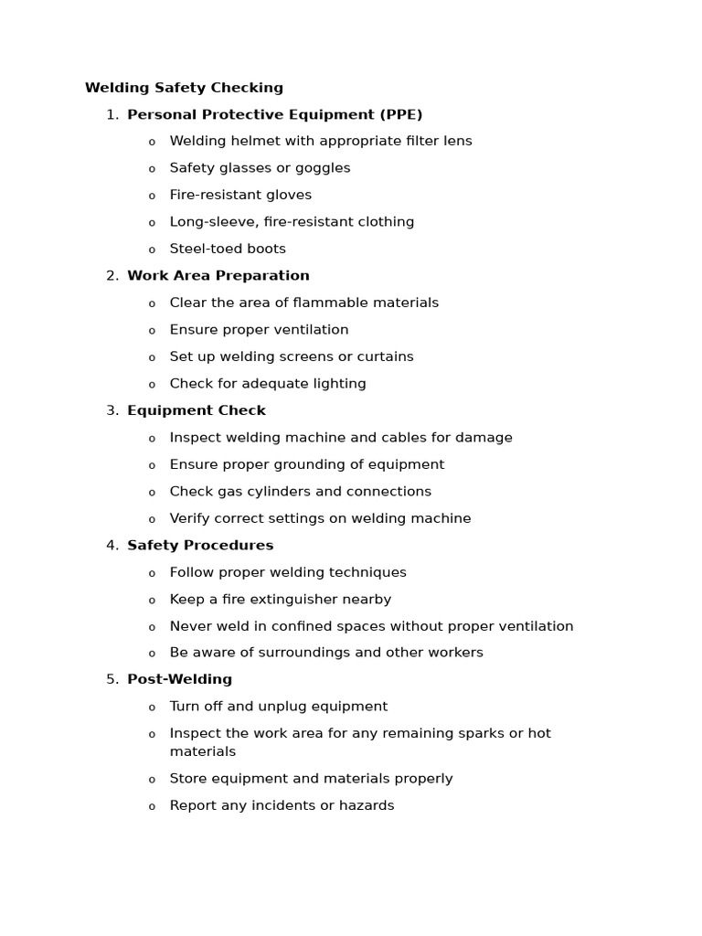 Welding Safety Checking | PDF