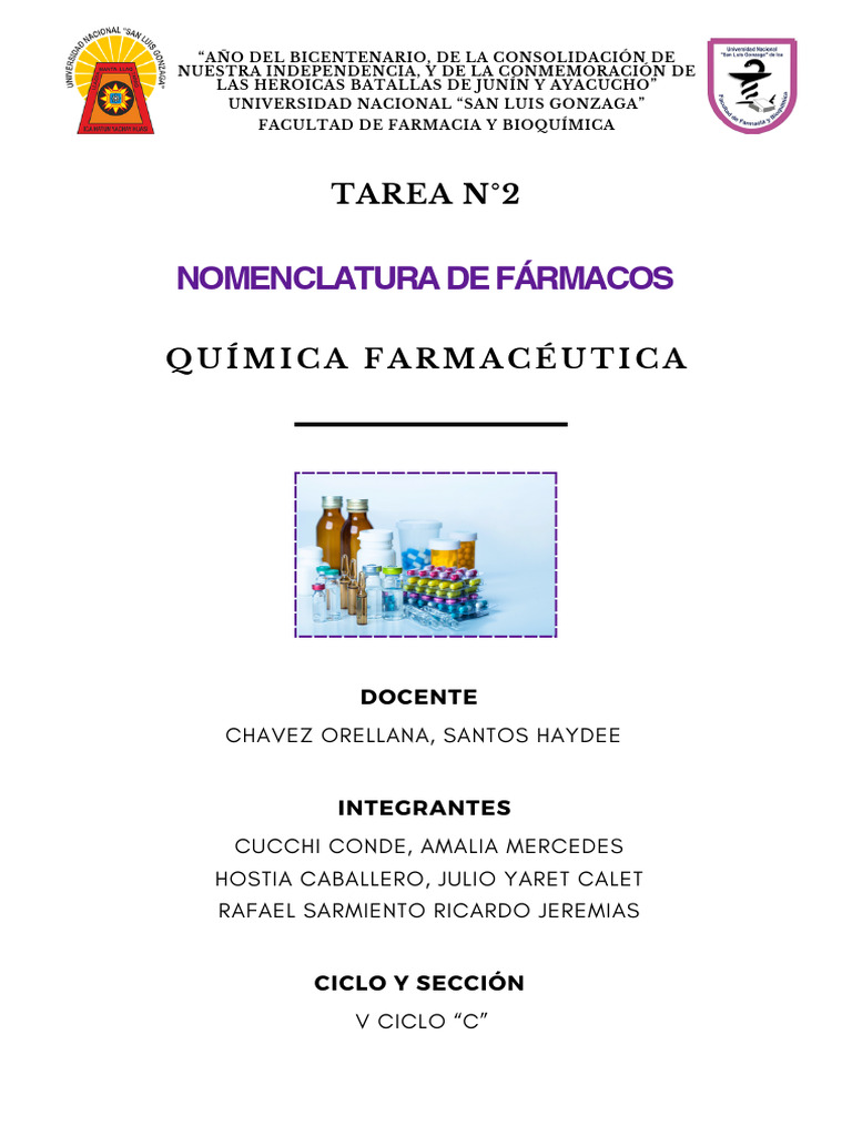 Química Farmacéutica - Tarea s2 | PDF | Drogas