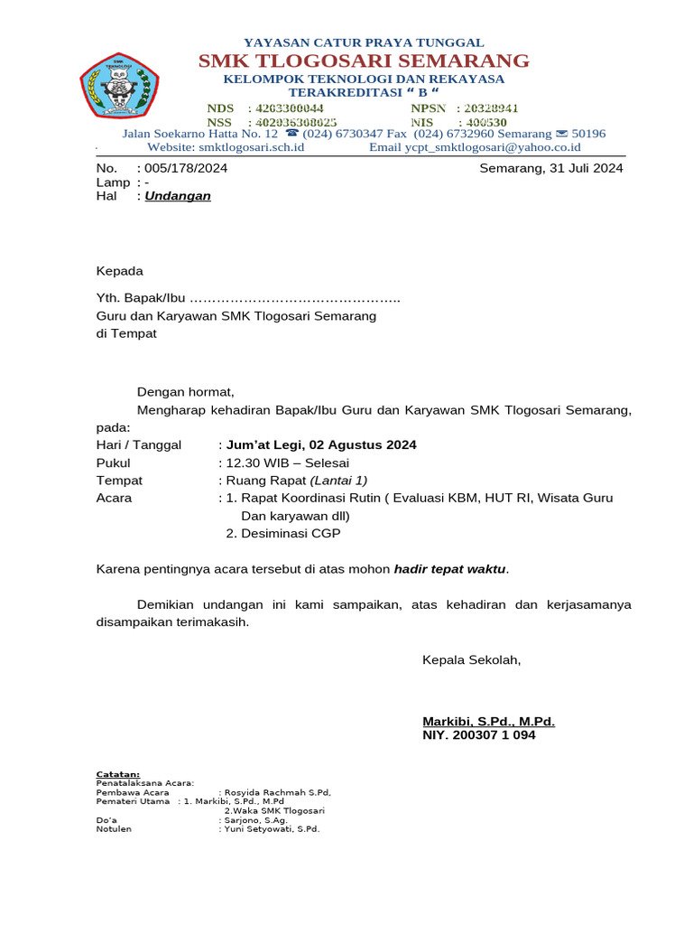Undangan Rapat | PDF